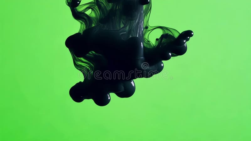Black Ink Spreading in Green Screen Chroma Key Background Stock Video ...