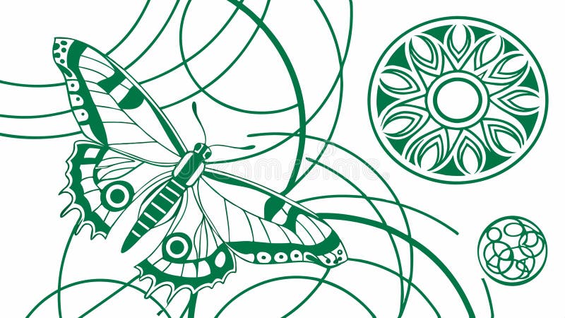 Graceful Butterfly with Abstract Circular Patterns, Symbolizing Harmony ...