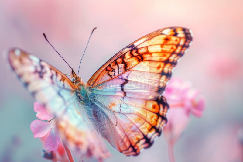Graceful Butterfly with Open Wings on Pink Background Stock Image ...