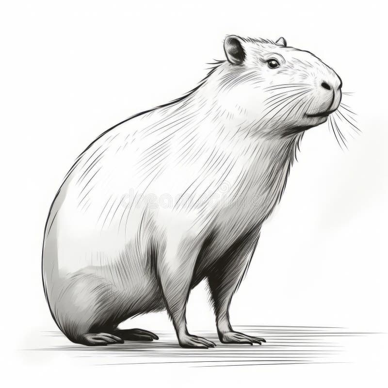 Capybara Line Art Coloring Page Cute Animal Drawing for Kids Stock ...