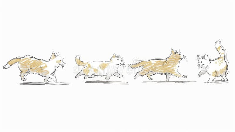 Graceful Cat Movement Sequence Illustration Stock Illustration ...