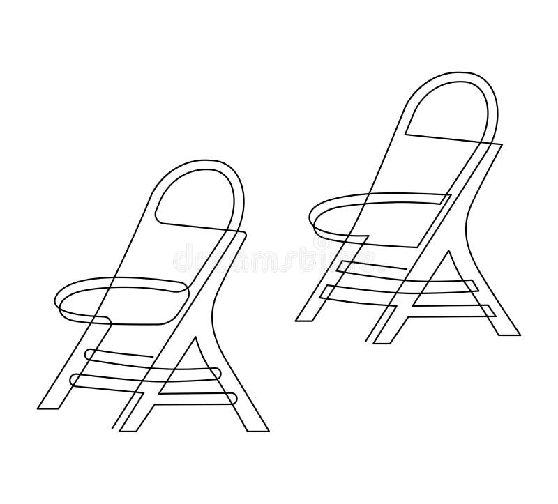 Graceful Chairs for Street Cafe. Continuous Line Drawing Illustration ...