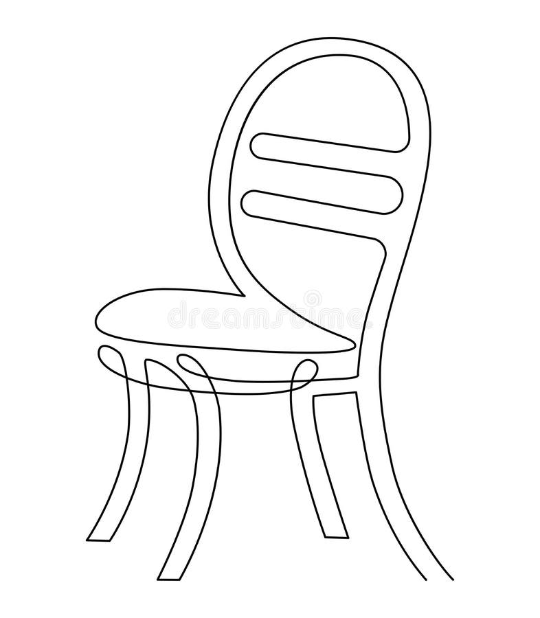 Graceful Chairs for Street Cafe. Continuous Line Drawing Illustration ...