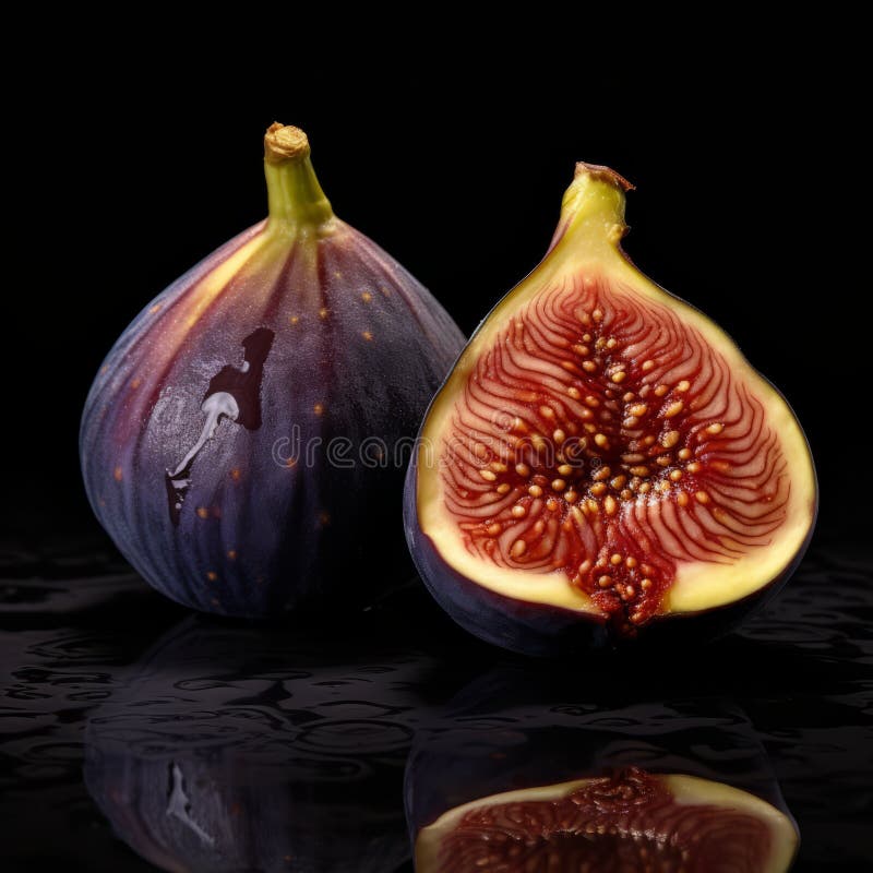 Graceful Compositions: Two Figs on a Reflective Surface Stock ...