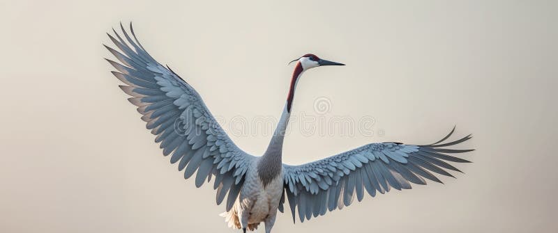 A Graceful Crane Spreads Its Wings in a Beautiful Flight Stock Photo ...