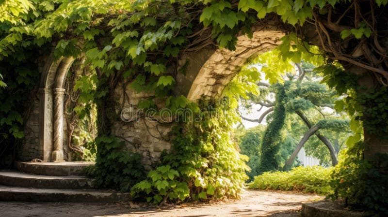 The Graceful Curves of a Vine Covered Arch Stock Illustration ...