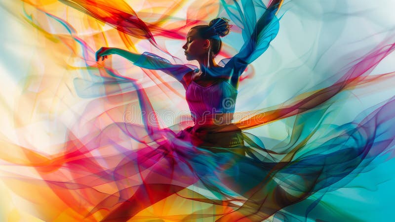 Elegant Dancer in Motion with Vivid Colors and Fluid Silhouettes a ...