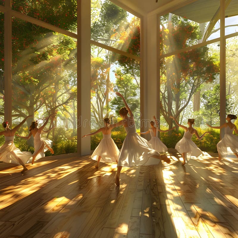 Graceful Dancers in Flowing Costumes Performing Synchronized Movements ...