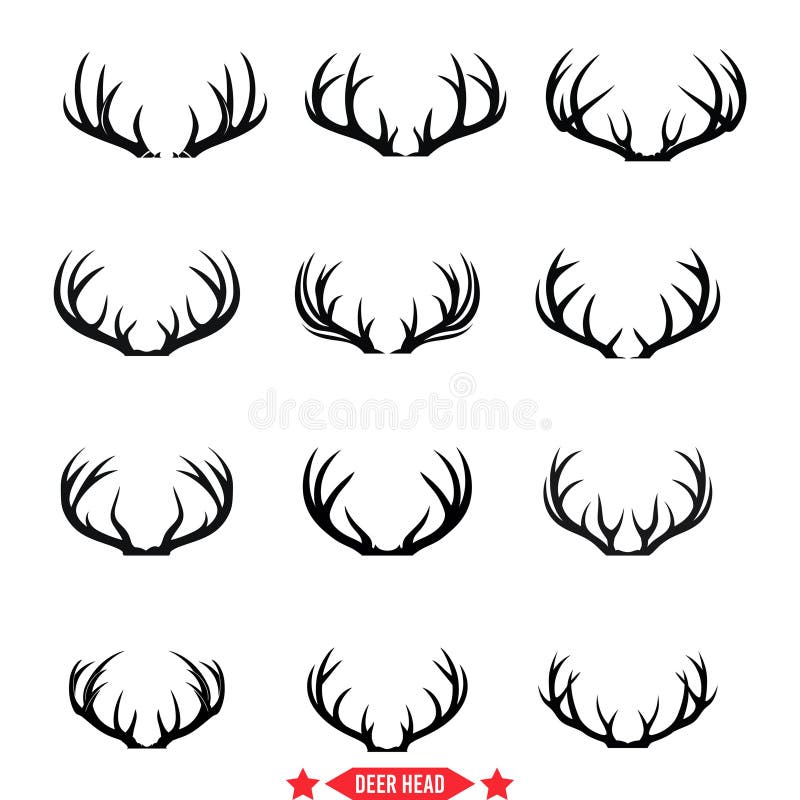 Graceful Deer Antlers Silhouette Collection Versatile Design Elements for Creative Endeavors ...