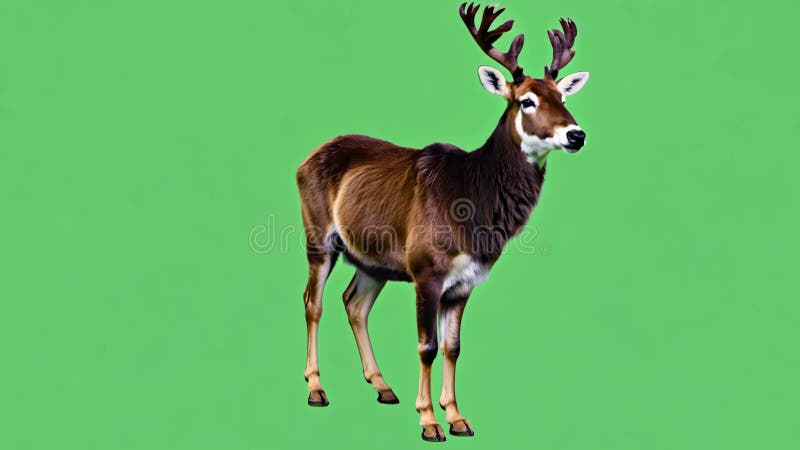 Graceful Deer Movement on Green Background Perfect for Nature Animation ...