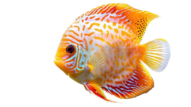 Graceful Discus Fish Elegantly Dancing in an Isolated White Environment ...
