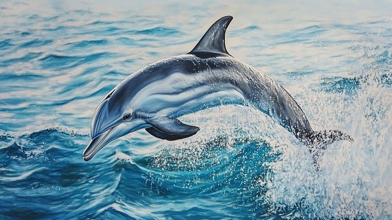 A Graceful Dolphin Leaps from the Ocean Waves, Splashing Water Stock ...