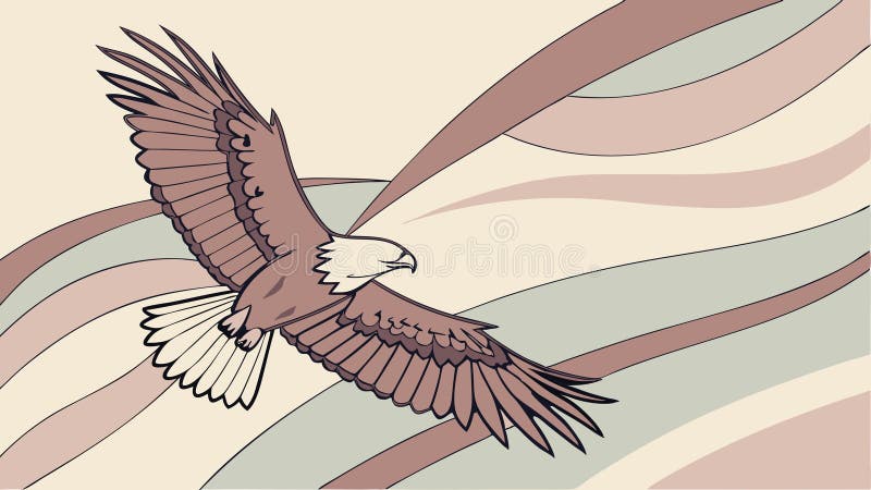 A Graceful Eagle Soaring through the Sky with Abstract Waves. Vector ...