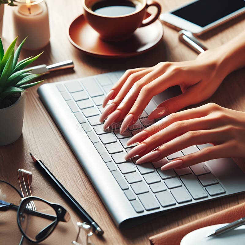 Graceful Efficiency: Slender Hands at Work. Stock Illustration ...