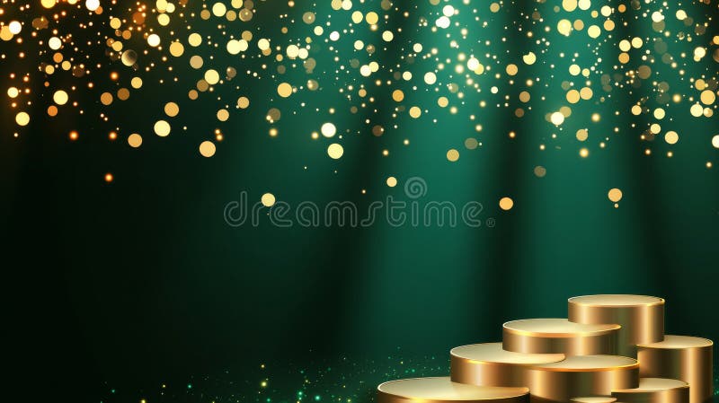 Graceful Emerald Platform with Golden Stand and Twinkling Lights Stock ...