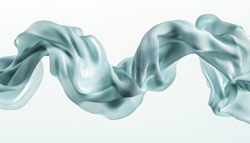 Graceful Flow Light Blue Ribbons Dancing Across White Space, Fluid and ...
