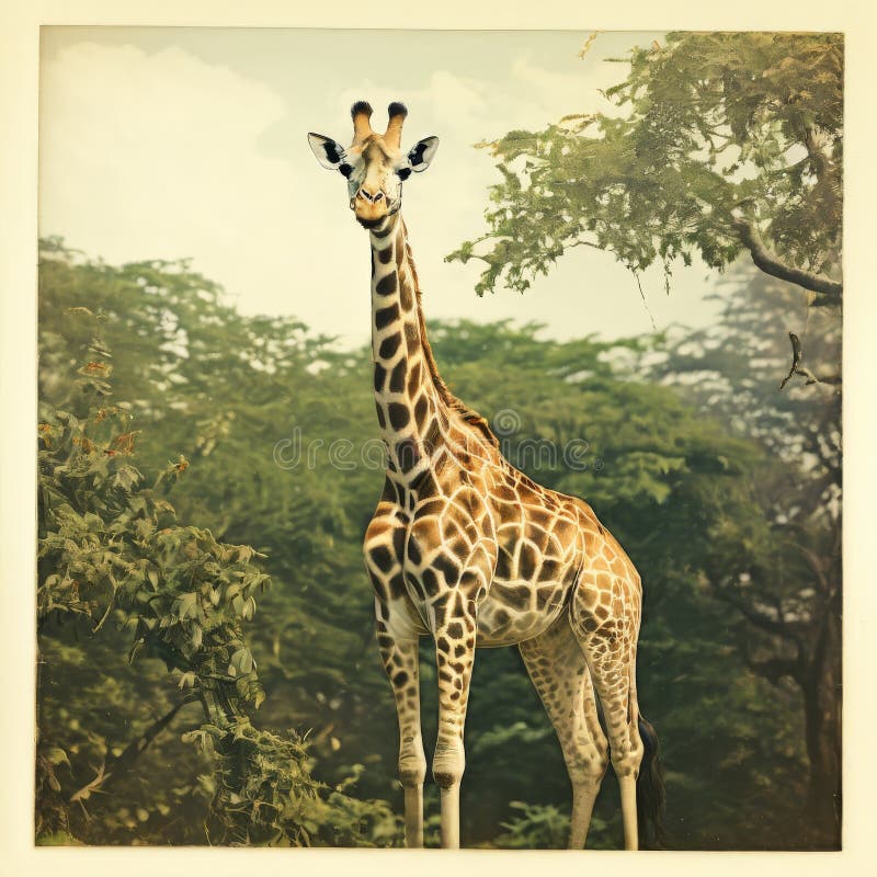Graceful Giraffe Standing Tall in Lush Greenery Stock Photo - Image of ...