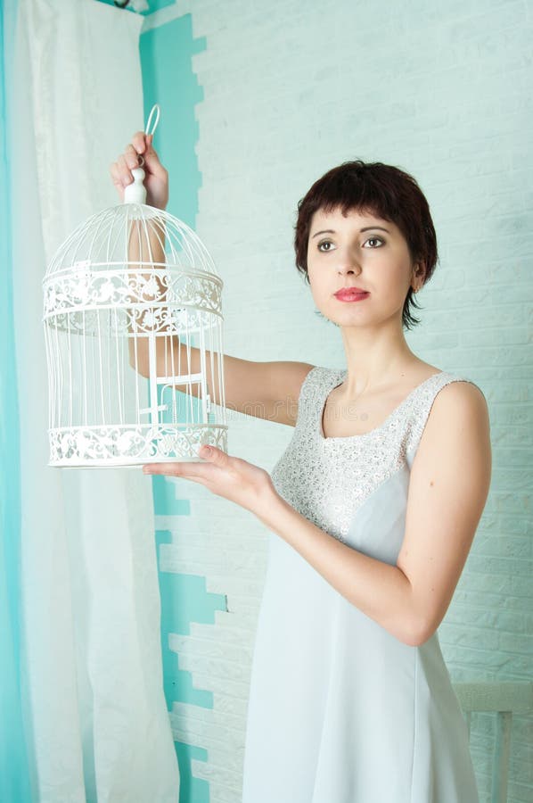 Graceful Girl in a Pastel Interior Stock Photo - Image of hair ...