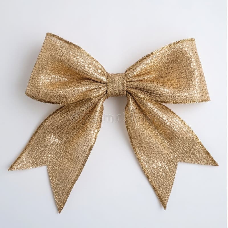 A Graceful Gold Metallic Gift Ribbon Bow, Highlighted on a Spotless ...