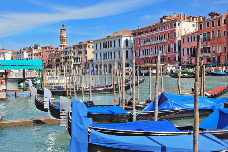 Graceful Gondolas Wait for Passengers on the Mooring Stock Image ...
