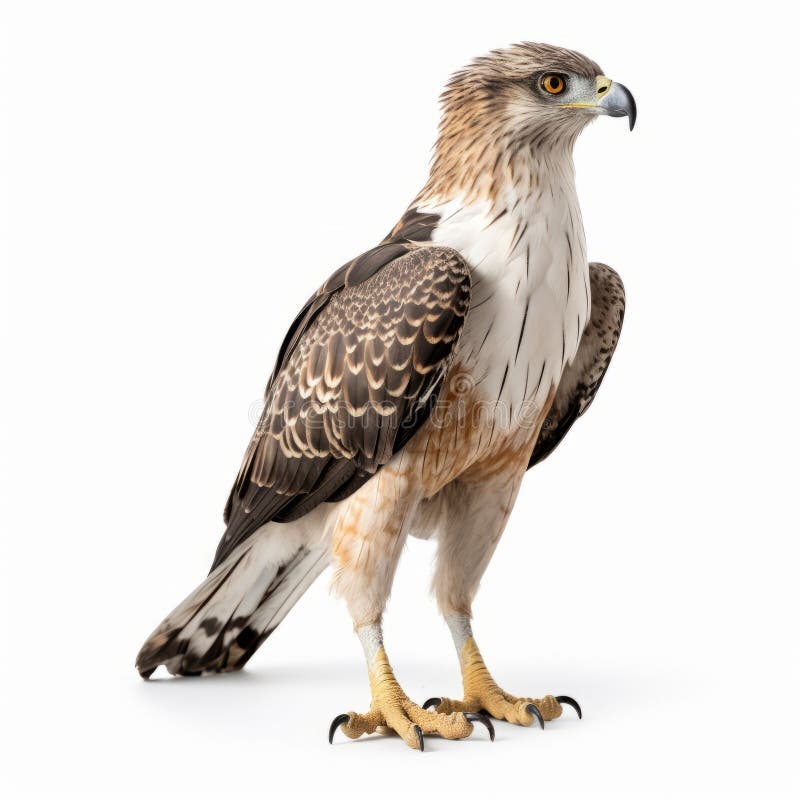 Graceful Hawk on White: a Bold Blend of Beige and Indigo Stock ...
