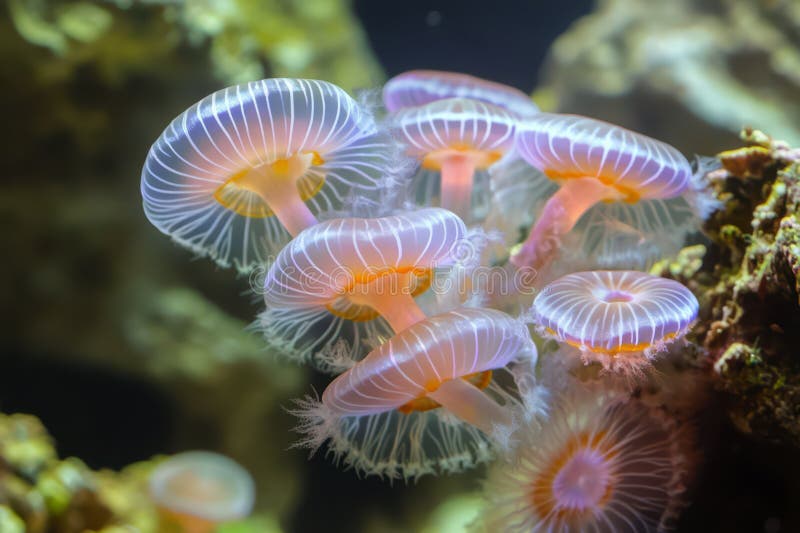 Graceful Jellyfish Floating in a Coral Reef during Daylight Stock Image ...