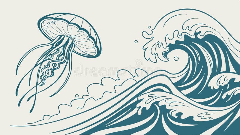 Graceful Jellyfish Floating in Ocean Waves with Flowing Tentacles ...