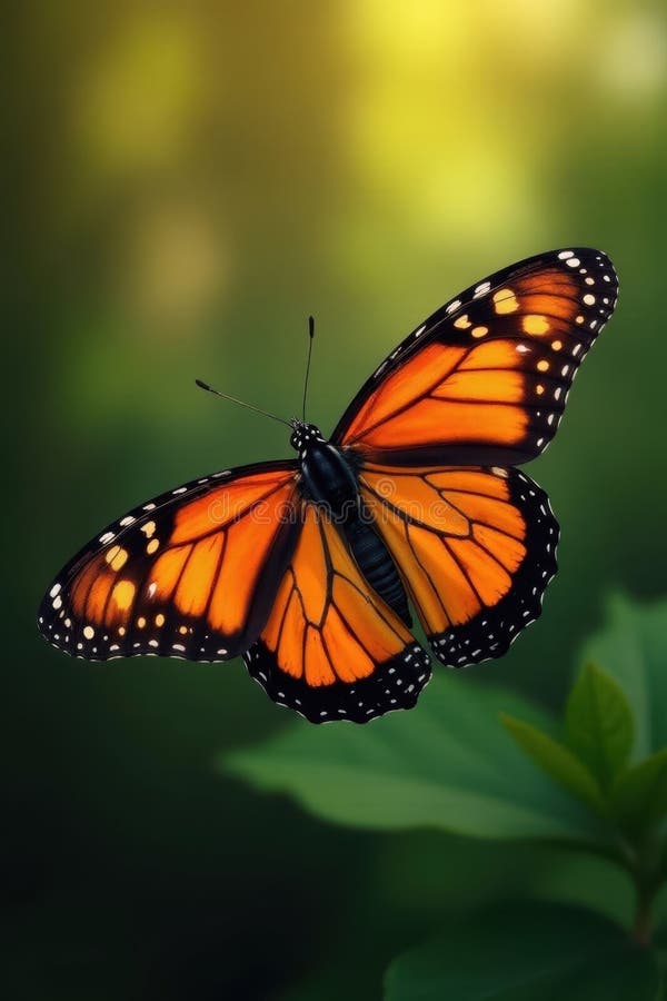 Graceful Monarch Butterfly in Flight, Wings Outstretched, Fragile ...