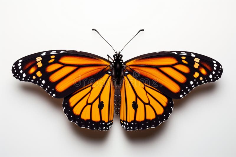 Graceful Monarch Butterfly Mid Flight, a Migration Symbol Against White ...