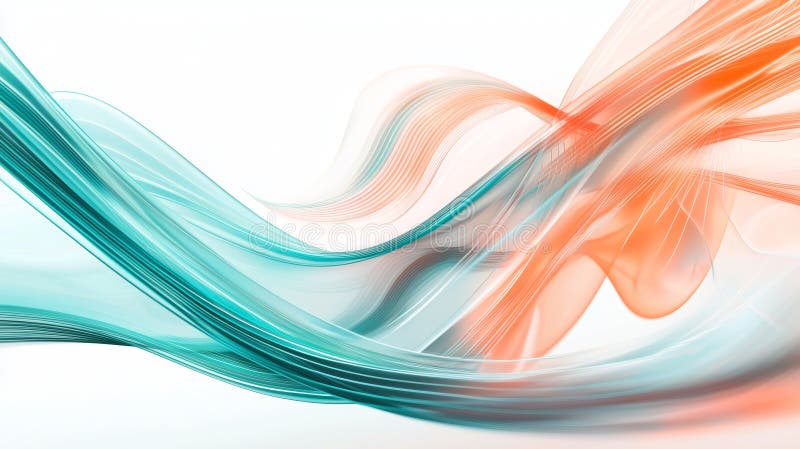 Graceful Orange and Teal Waves Blend on White, Creating a Modern ...