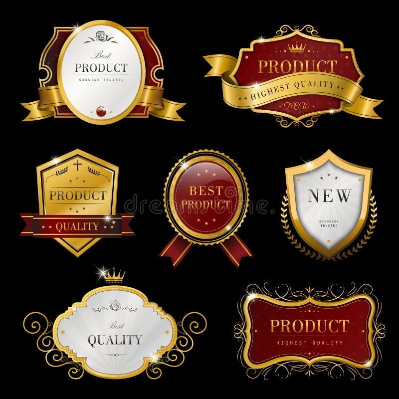 Premium Golden Labels Collection Set Stock Illustration - Illustration ...