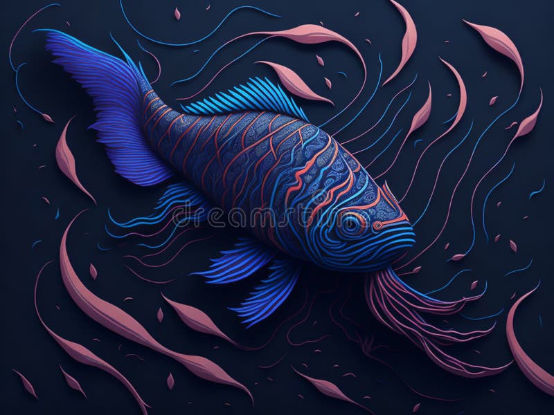 Graceful Purple Fish Glides through the Water, Its Scales Adorned with ...