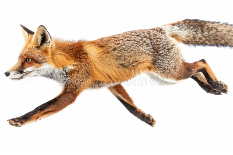 Graceful Red Fox in Mid Bounding Motion with Legs Elegantly Extended ...