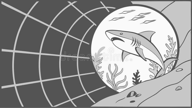 Graceful Shark in Circular Underwater Frame, Vector Design Generative ...