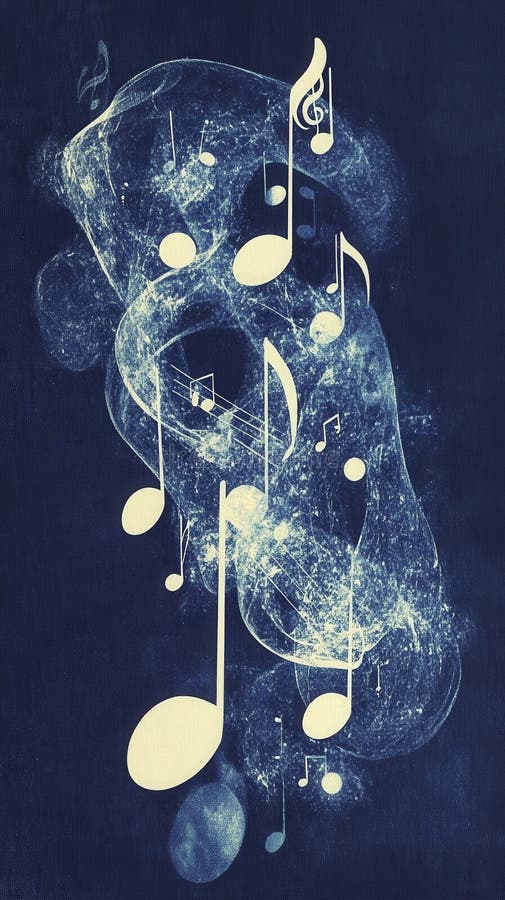 Graceful Swirling Music Notes in Cosmic Scenic Masterpiece Stock ...