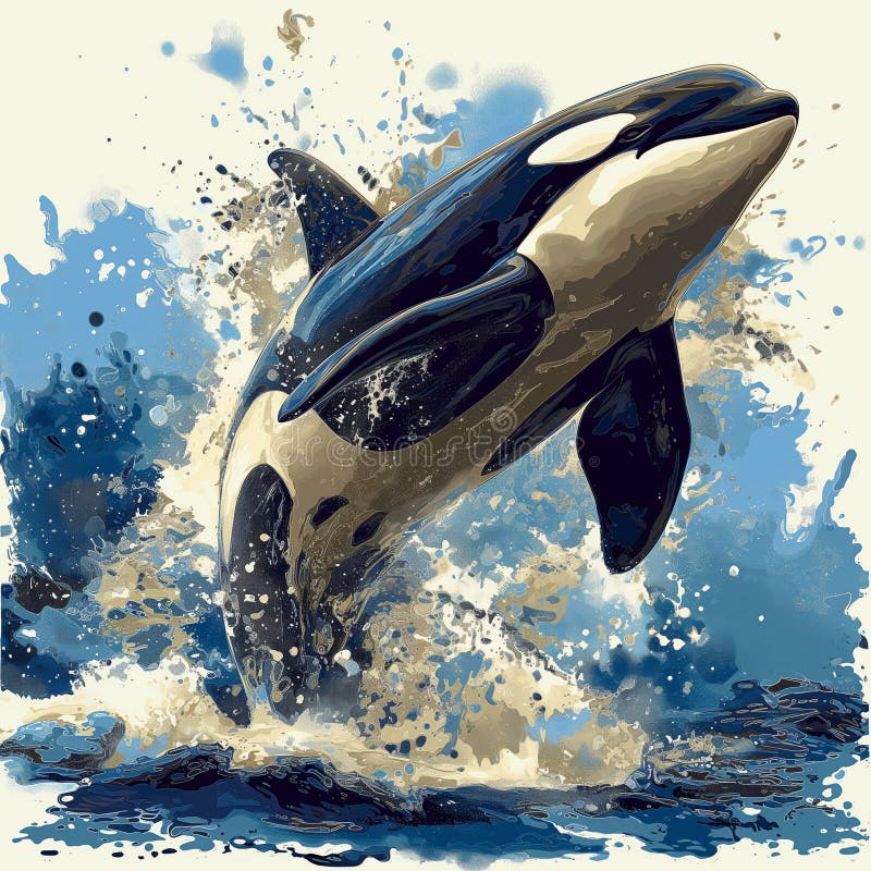 A Majestic Orca Breaching, AI Generated Stock Illustration ...