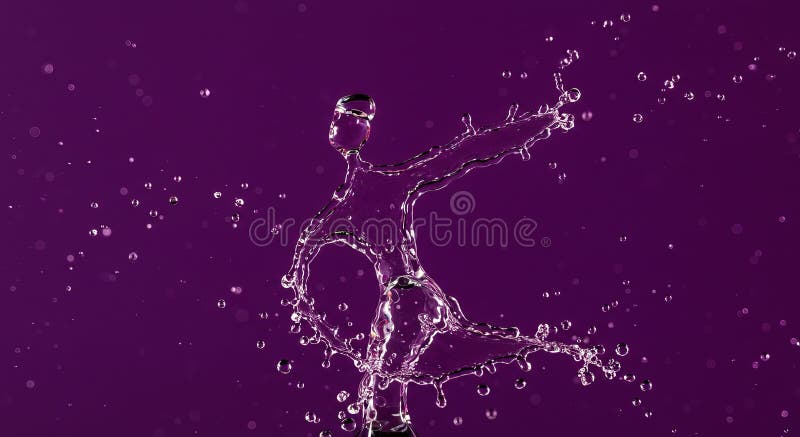 Graceful Water Splash Forming Ballet Dancer Silhouette on Deep Purple ...