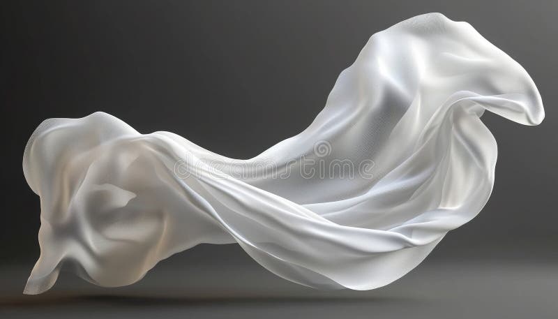 Graceful White Fabric Draped on Gray Background Stock Photo - Image of ...