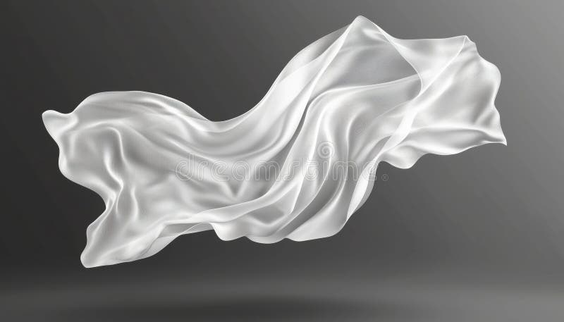 Graceful White Transparent Fabric Draped Over Grey Background Creates ...
