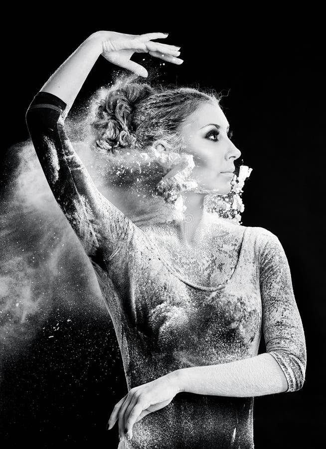 Graceful Woman Dancing in Cloud of Dust Stock Photo - Image of bizarre ...