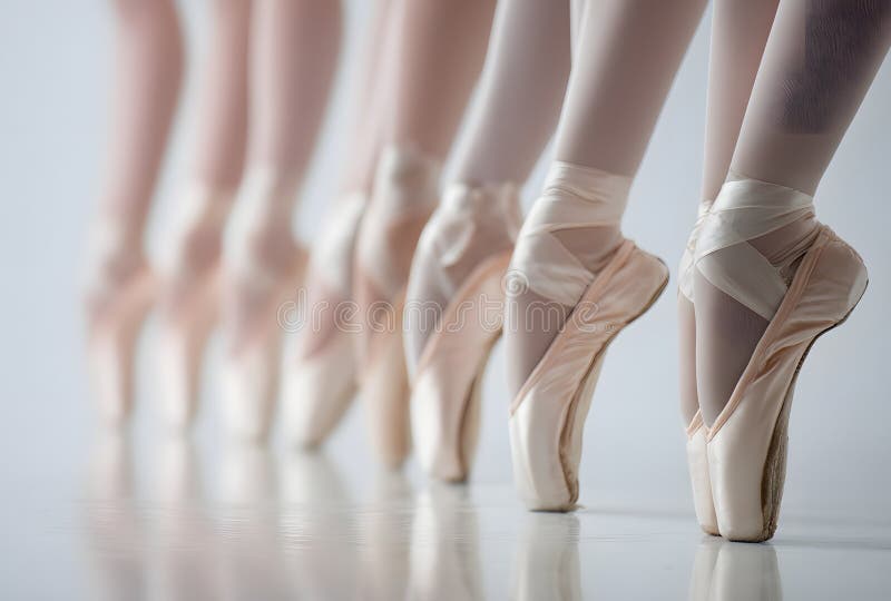 Graceful Young Ballerinas Legs at Ballet Class Stock Illustration ...