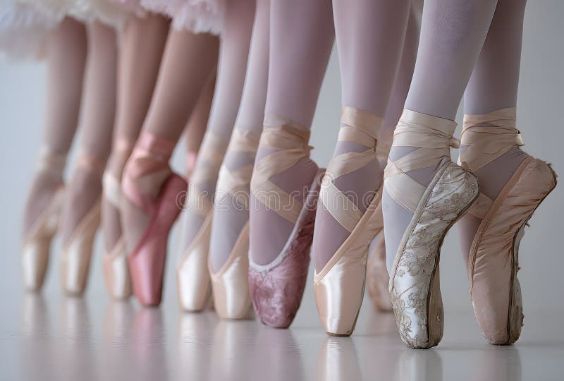 Graceful Young Ballerinas Legs at Ballet Class Stock Illustration ...