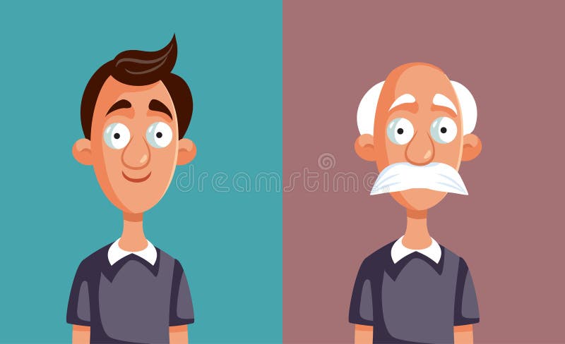 Young and Old Man Comparison Vector Concept Illustration Stock Vector ...