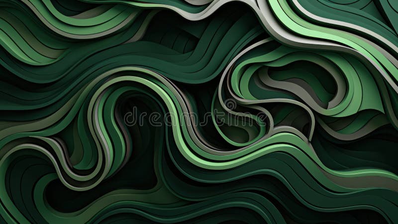 Curvilinear Abstract in Green and Gray Stock Illustration ...
