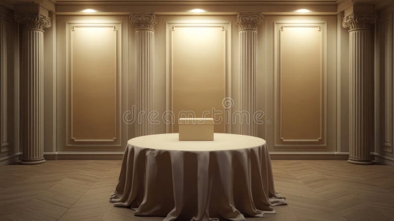 A Gracefully Draped Table in a Traditional Room with Gentle Lighting ...