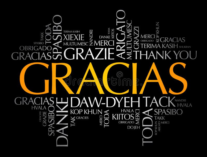 Gracias (Thank You in Spanish) Word Cloud Stock Illustration ...