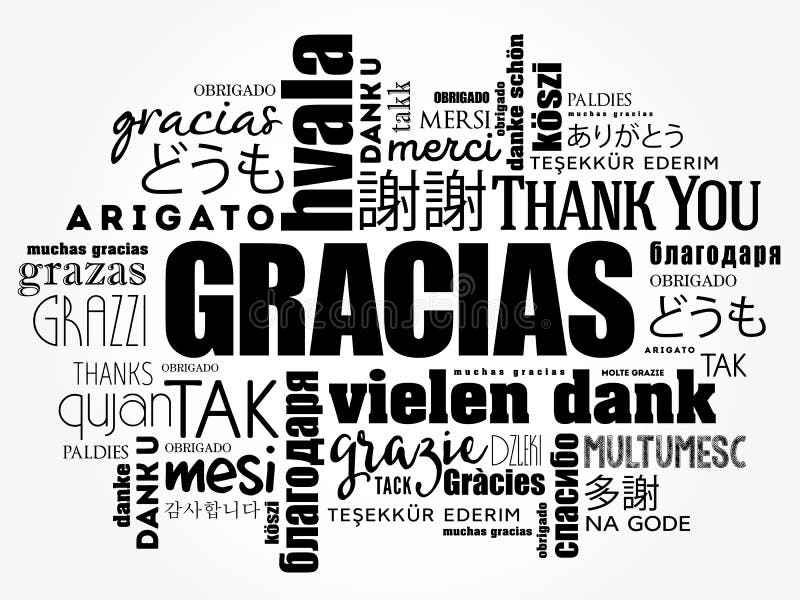 Gracias (Thank You in Spanish) Word Cloud in Different Languages Stock ...