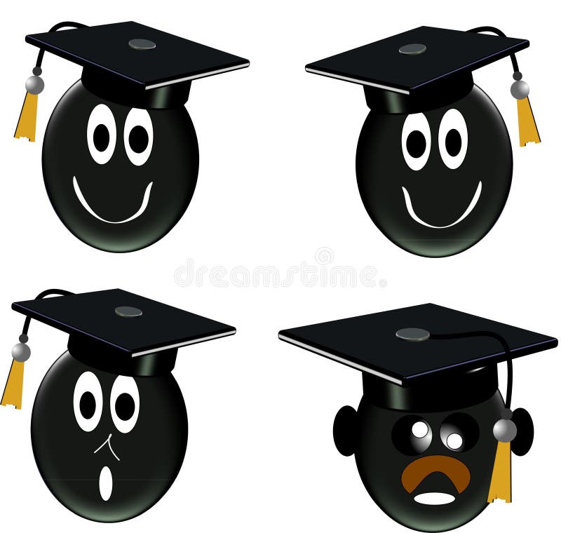 Grad class icons in 3d stock illustration. Illustration of boards ...