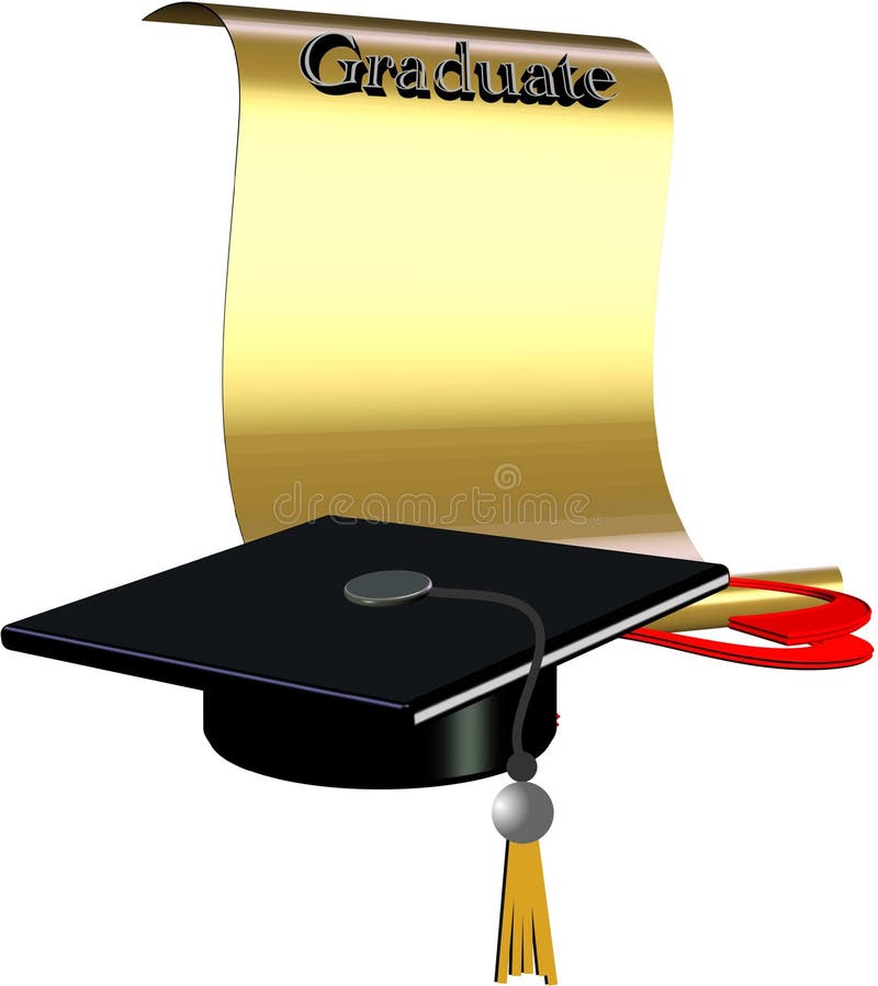 Grad diploma and hat stock illustration. Illustration of extrusion ...