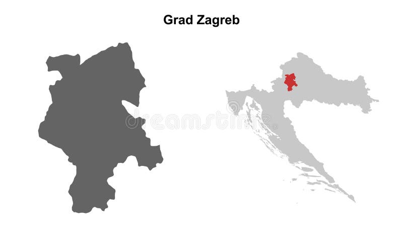 Grad Zagreb outline map stock vector. Illustration of clipart - 378854538